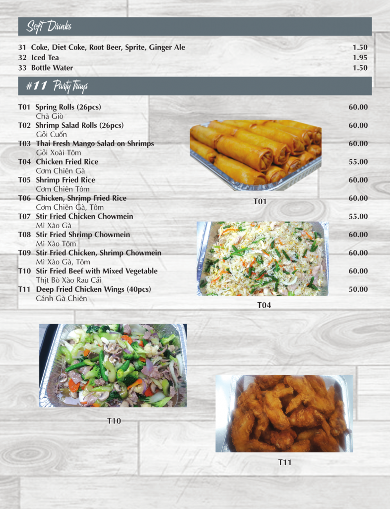 Menu - Pho Sunrise
